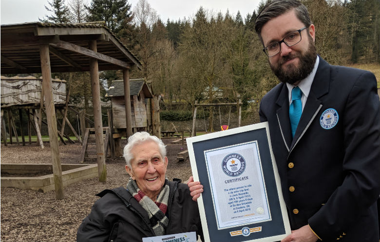 Oldest person to ride a zip wire (zip line) | Guinness World Records